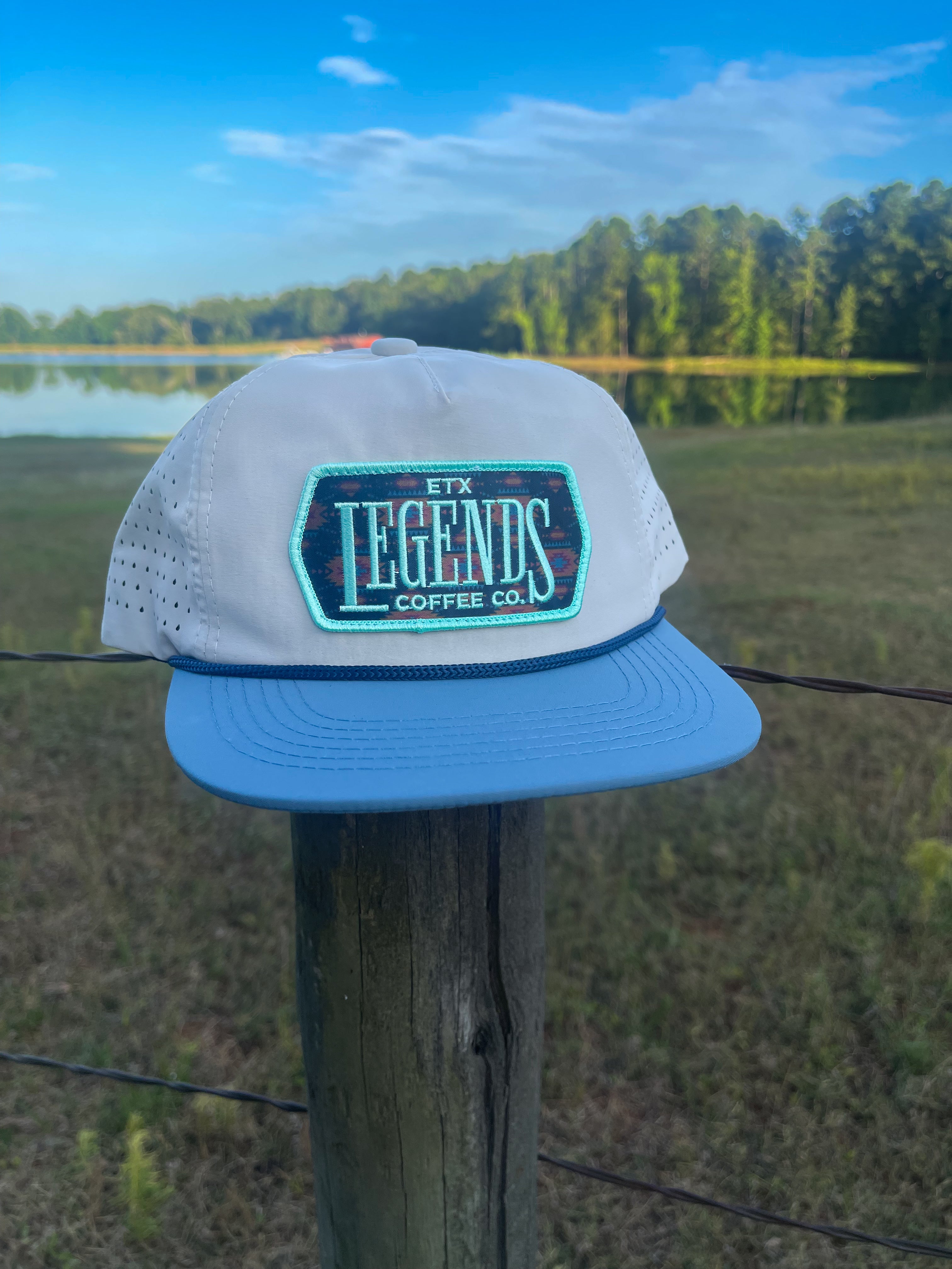 Perforated Rope Hat - Bone/Steel Blue – ETX Legends Coffee Co.